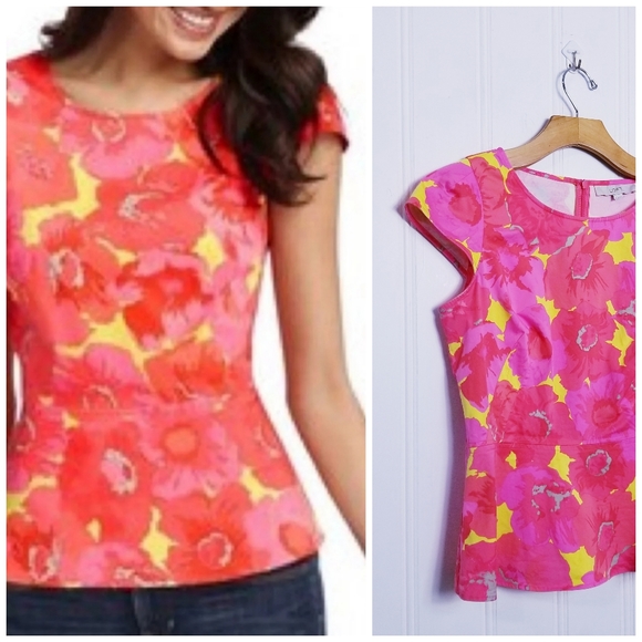 LOFT | Tops | Loft Floral Cap Sleeve Top | Poshmark